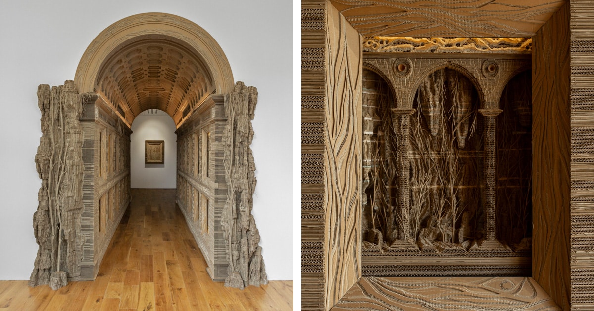 Eva Jospin's Cardboard Art Turns a Hallway Into a Cavern