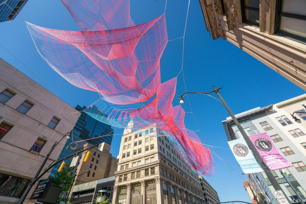 Billowing Textile Sculpture Is a Public Art Installation in Columbus