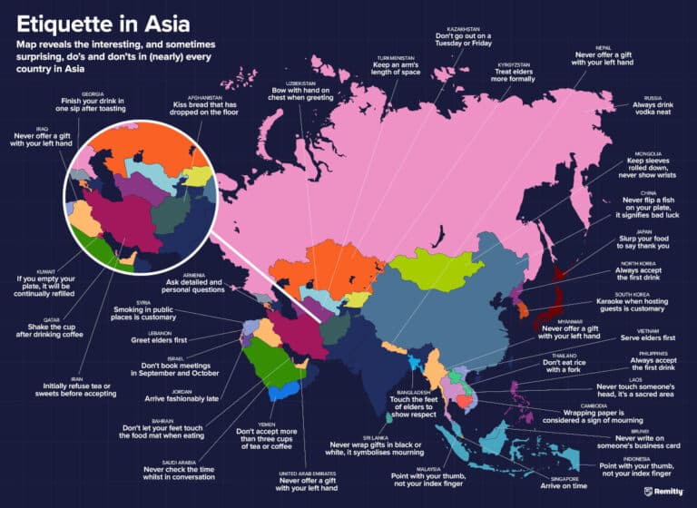 Insightful Map Reveals Different Etiquette Practices Around the World ...