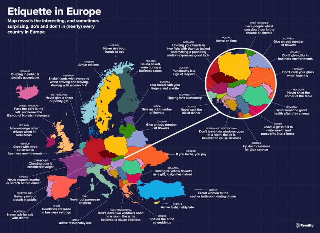 Insightful Map Reveals Different Etiquette Practices Around the World ...