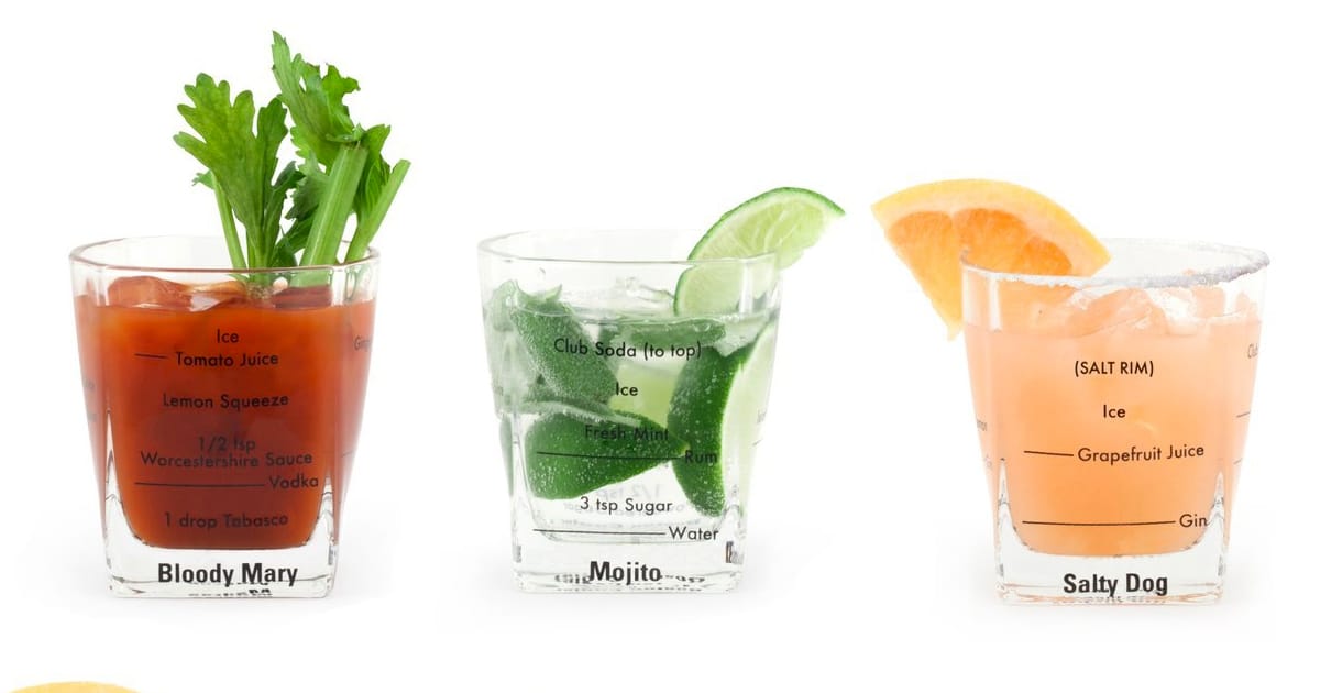 Become Your Bartender With This Set of Helpful Cocktail Glasses