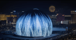 World's Largest Spherical Building Lights Up Las Vegas on July 4th