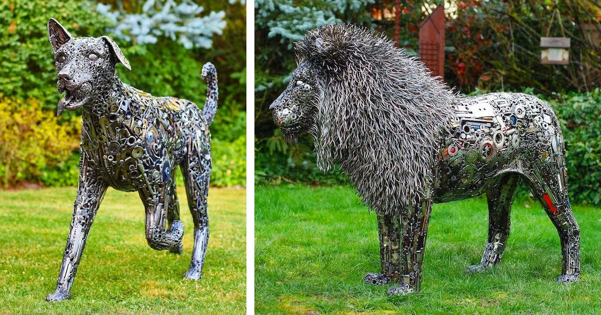 Artist Brian Mock Turns Scrap Metal Parts Into Animal Sculptures