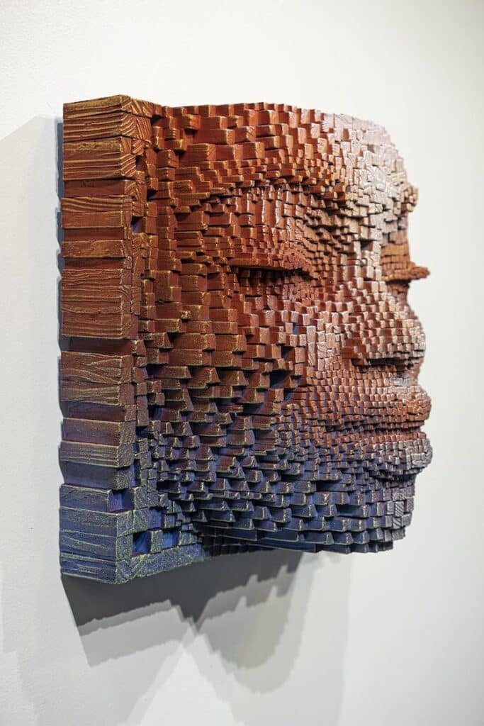 Colorful Wooden “Pixels” Converge To Create Enigmatic Face Masks | My ...