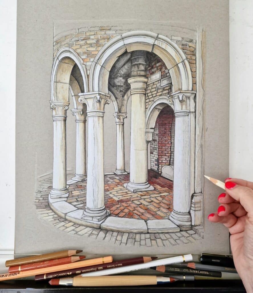 Stunning Ink and Colored Pencil Architecture Drawings Inspired by Old ...
