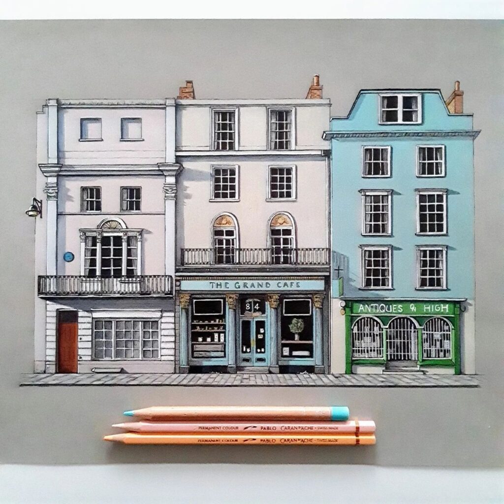 Stunning Ink and Colored Pencil Architecture Drawings Inspired by Old ...