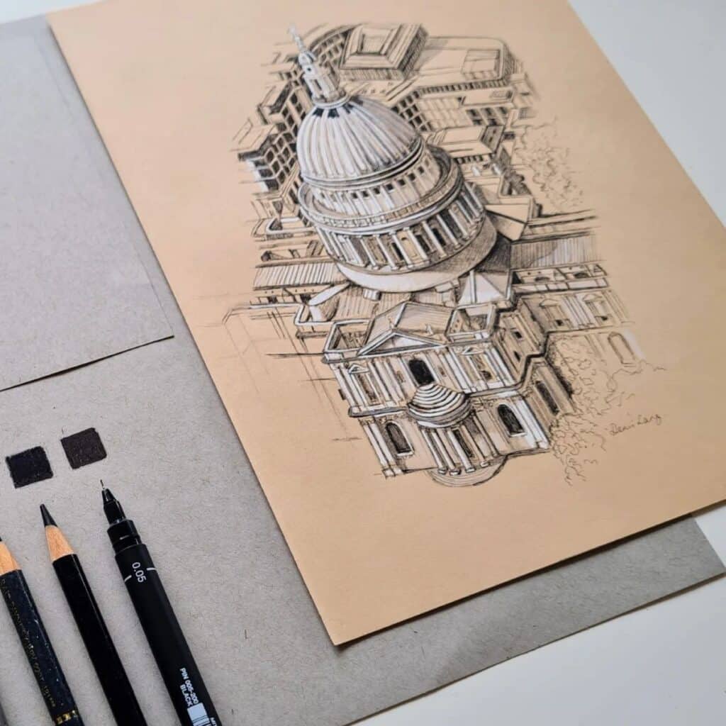 Stunning Ink and Colored Pencil Architecture Drawings Inspired by Old ...