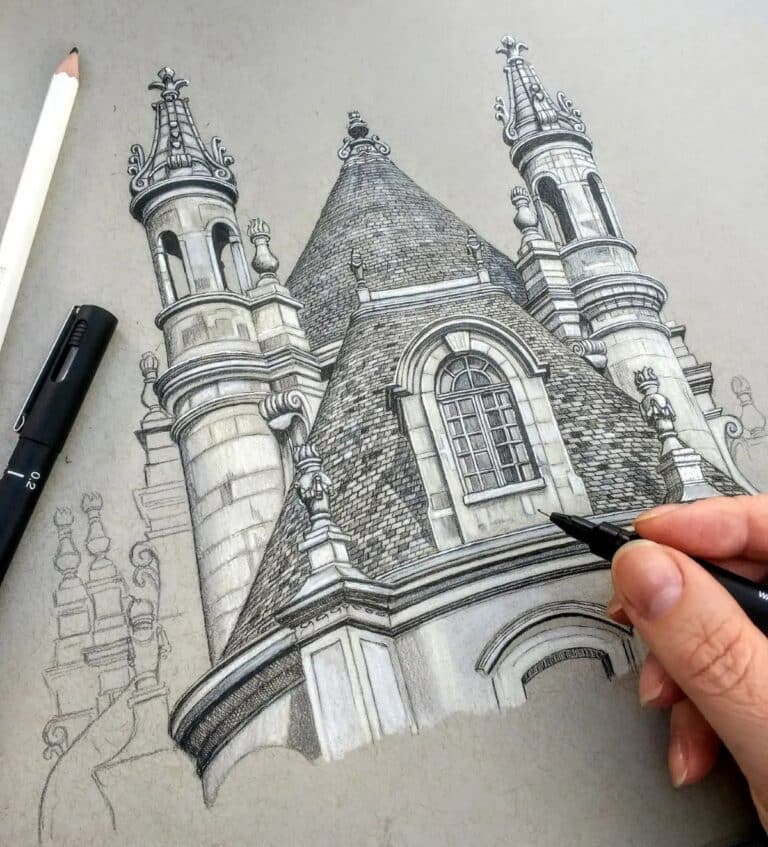 Stunning Ink and Colored Pencil Architecture Drawings Inspired by Old ...