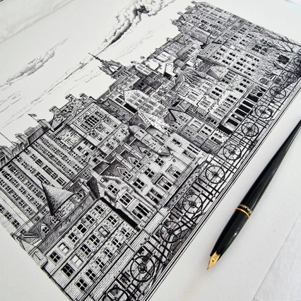 Stunning Ink and Colored Pencil Architecture Drawings Inspired by Old ...