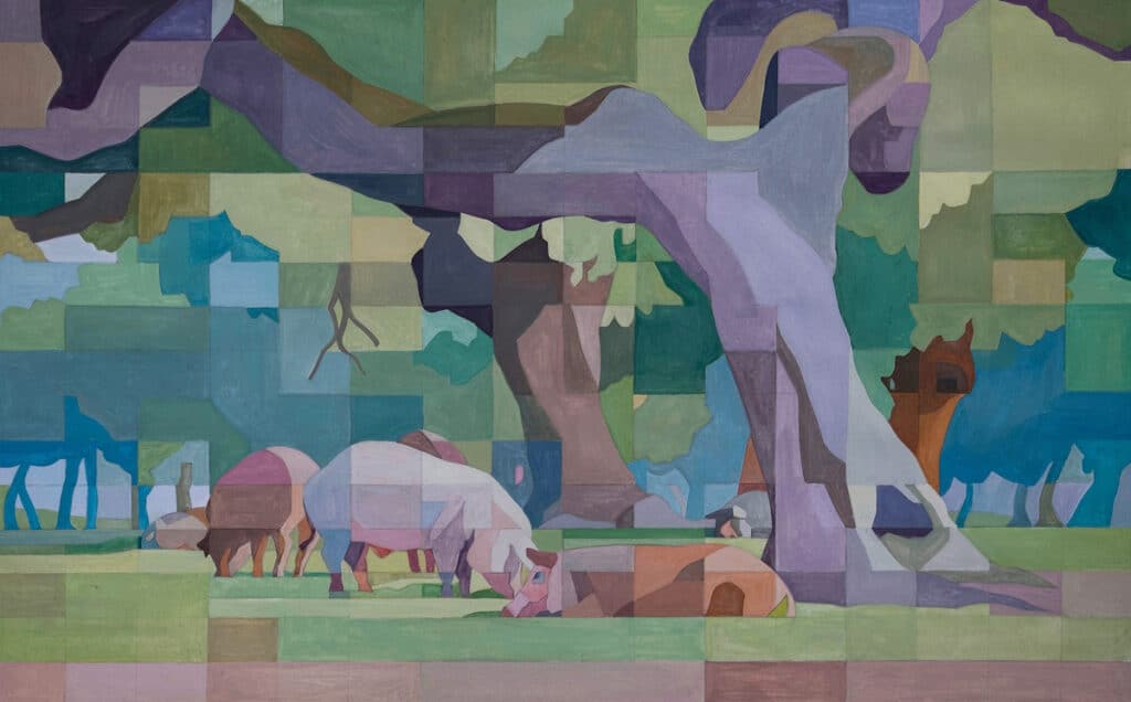 Peaceful Paintings of People and Landscapes Using a Grid of Colorful ...