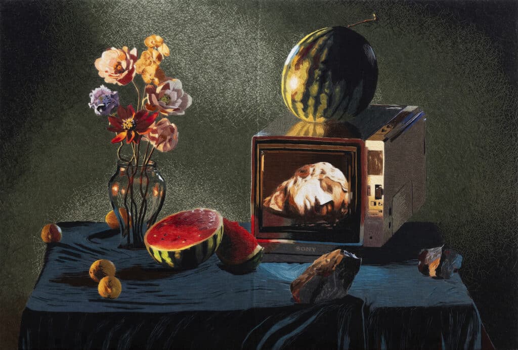 Artist Duo Collaborate in Series of Lush Embroidered Still Lifes