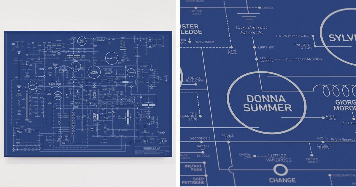 Mesmerizing Blueprint Poster Details the History of Disco Music