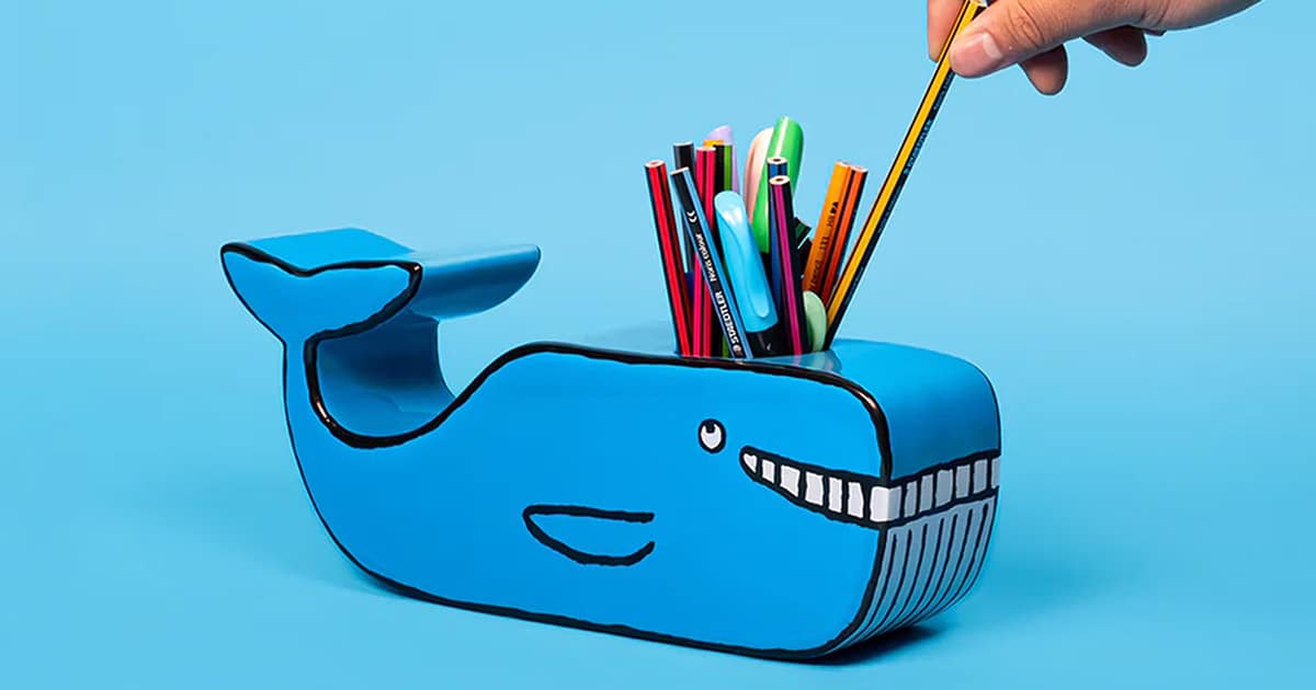 Functional Whale Sculpture Doubles as Pencil Holder and Vase