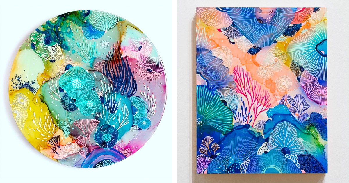 Colorful Abstract Paintings Imagine Natural Ecosystems