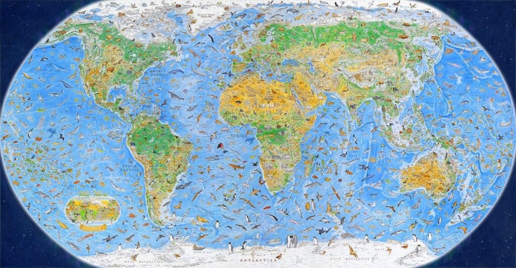 Artist Spent 3 Years Drawing Map of the World with 1,600 Animals