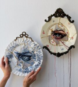 Embroidery and Kintsugi Merge in Beautiful Art Collaboration