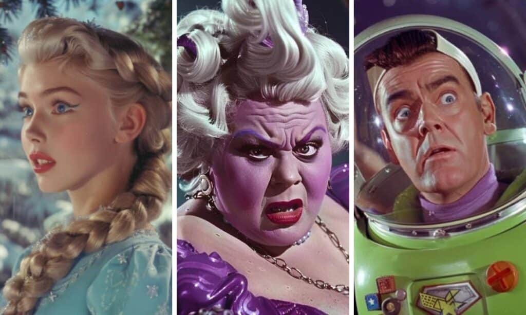 AI Gives Iconic Disney Characters an Old Hollywood Makeover