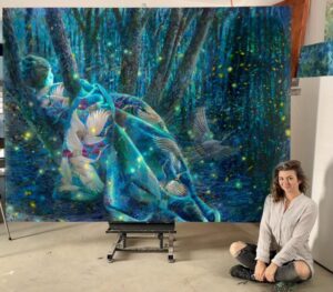 Iris Scott's Dreamy Finger Painting of a Woman in a Magical Forest