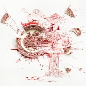 Artist Fixes Broken Plates With Spectacular Pen and Ink Drawings