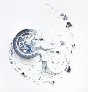 Artist Fixes Broken Plates With Spectacular Pen and Ink Drawings