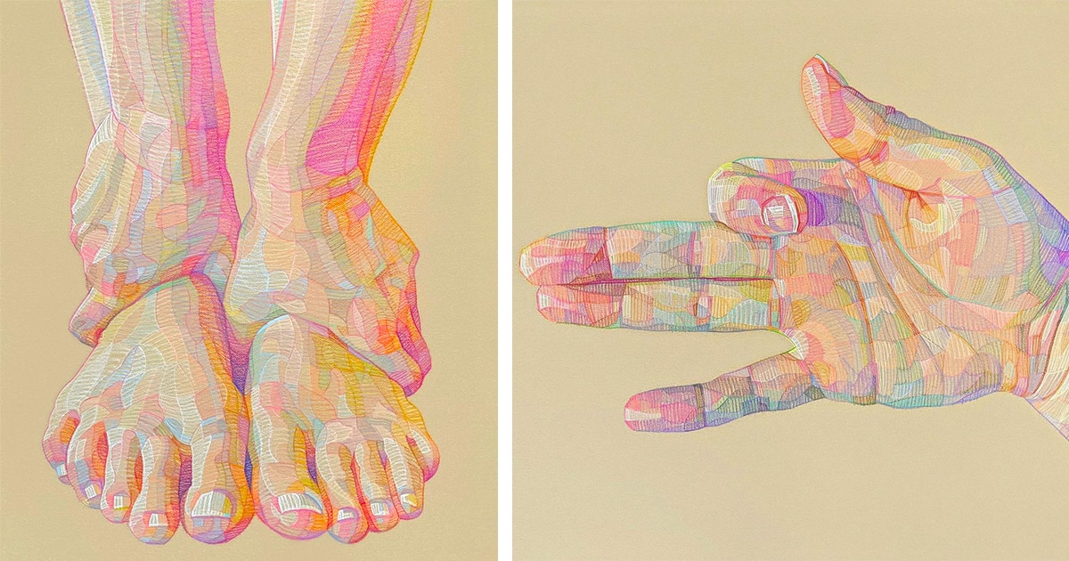 Colorful Pencil Drawings Capture the Beauty of Hands and Feet