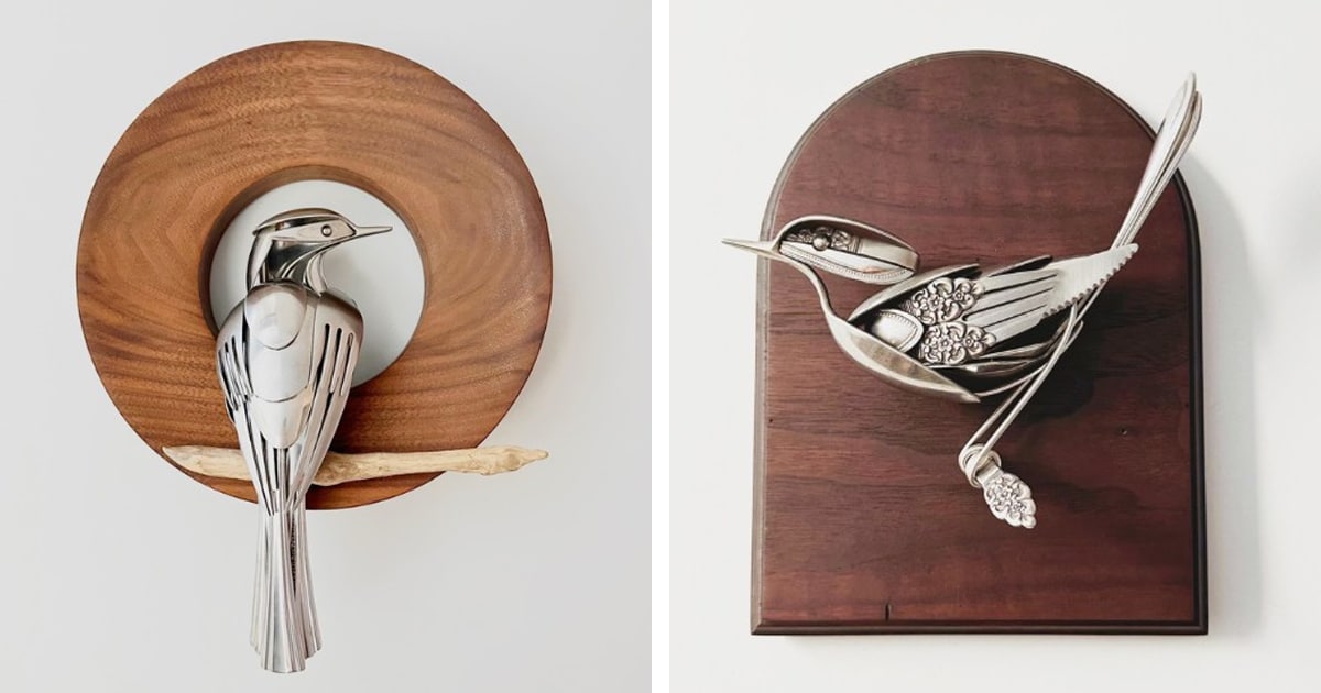 Clever Artist Uses Utensils to Create Charming Bird Sculptures