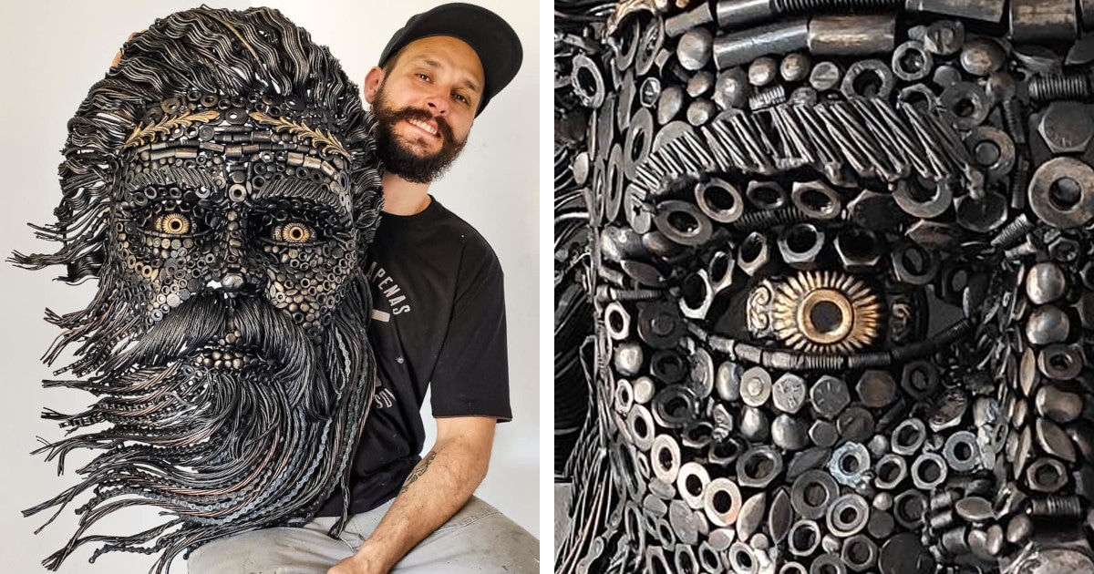 Artist Turns Bolts & Nuts Into Strikingly Detailed Metal Sculptures