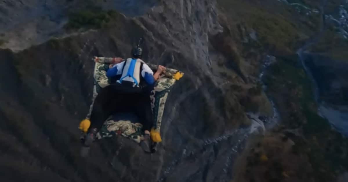 Watch a Base Jumper Trade His Wingsuit for a Flying Carpet