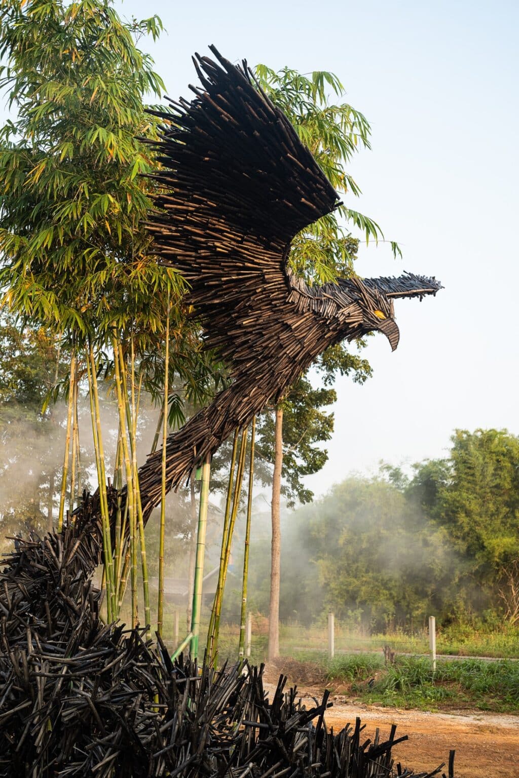 Impressive 20-Foot Phoenix in Thailand Made From Biochar