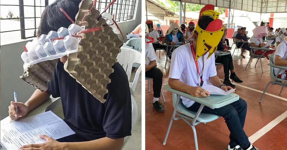 Students in Philippines Wear “Anti-cheating Hats” to Their Exams
