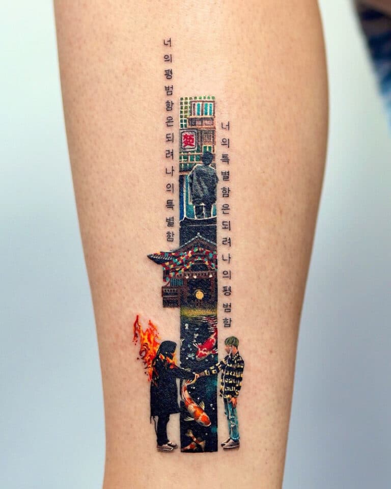 Stylish Rectangular Tattoos Capture Memories, Trips, and Interests
