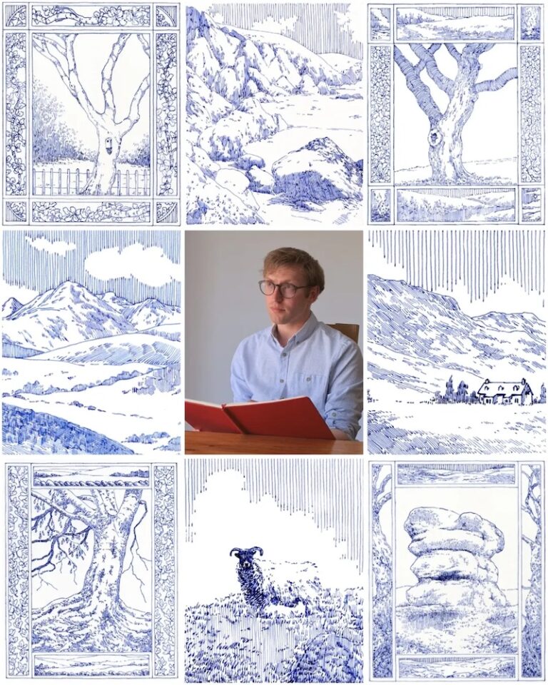 Serenity in Nature Captured Through Hatched Fountain Pen Drawings in ...