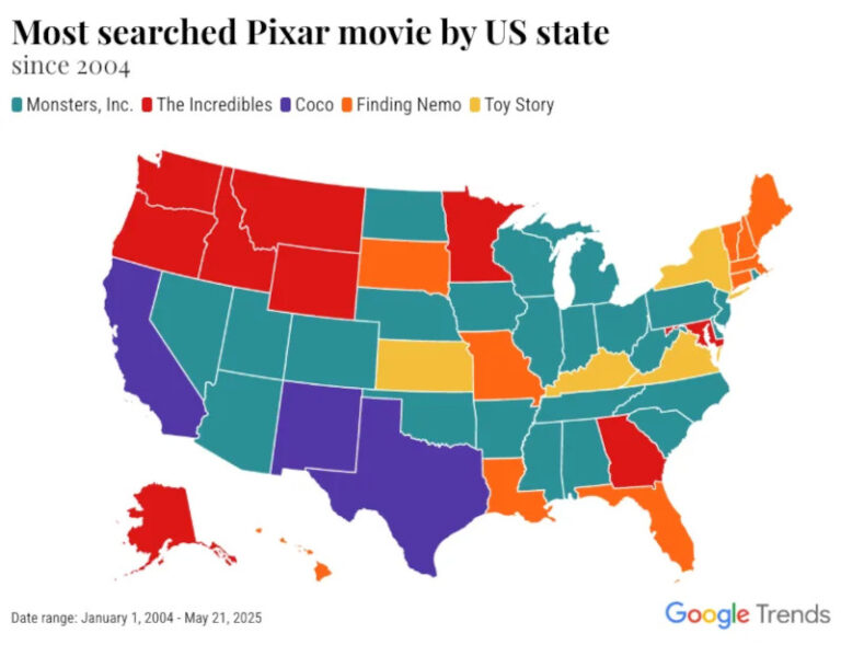 Google Trends Map Reveals the Most Popular Pixar Movie in Each U.S ...