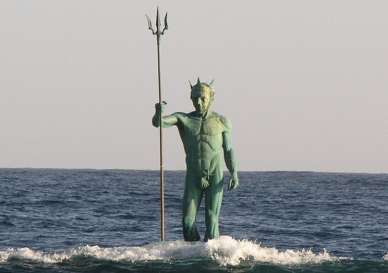 Neptune Sculpture Shows the Roman God Emerging From the Sea