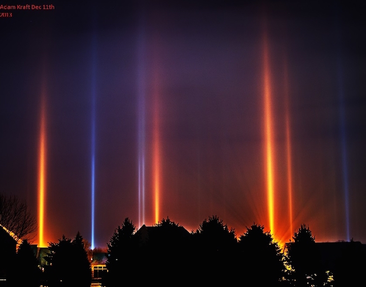 Rare Cold Weather Phenomenon Displays Mesmerizing Light Pillars In The Sky Rare Cold Weather Phenomenon Displays Mesmerizing Light Pillars In The Sky